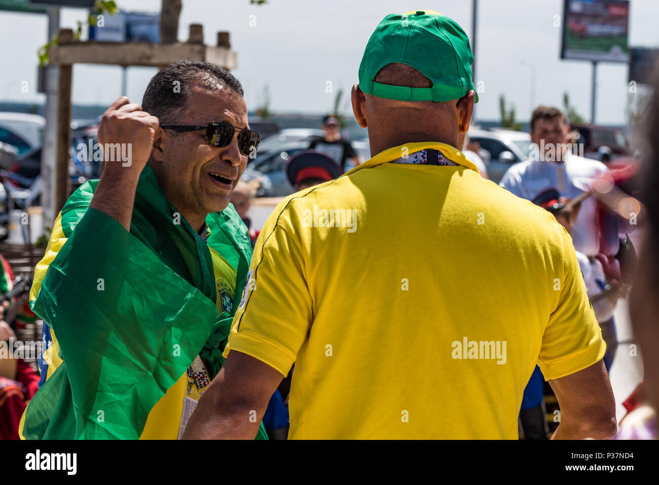 Brazil football fans cheer hi-res stock photography and images - Alamy