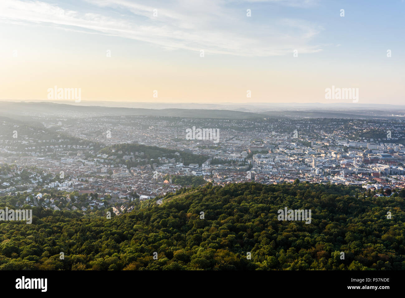 View to Stuttgart city in Germany - beautiful landscape in the summer ...