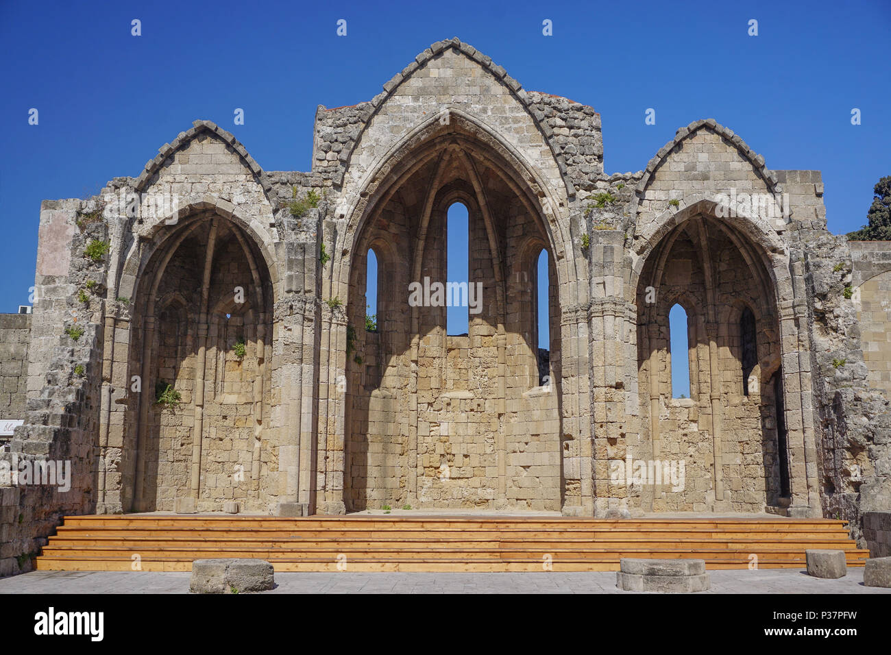 Rhodes, Greece: Ruins of the medieval 14th-century Church of the Virgin ...