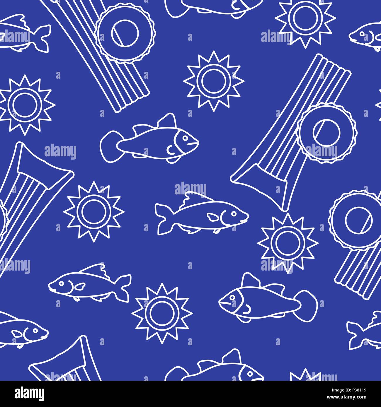 Seamless pattern with inflatable mattress, inflatable circle. Summer ...
