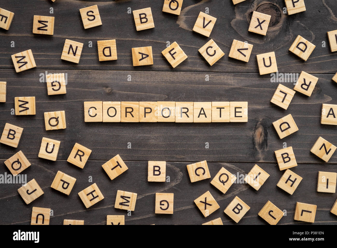 Corporate word wood block on table for business concept Stock Photo - Alamy