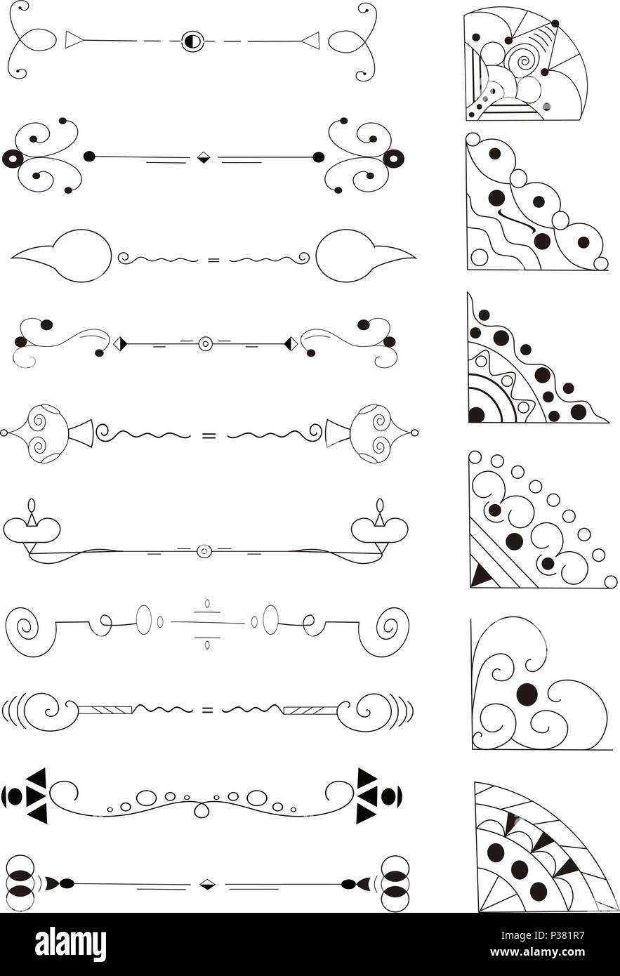 Hand drawn vector dividers.Hand drawn vector dividers. Lines, borders ...
