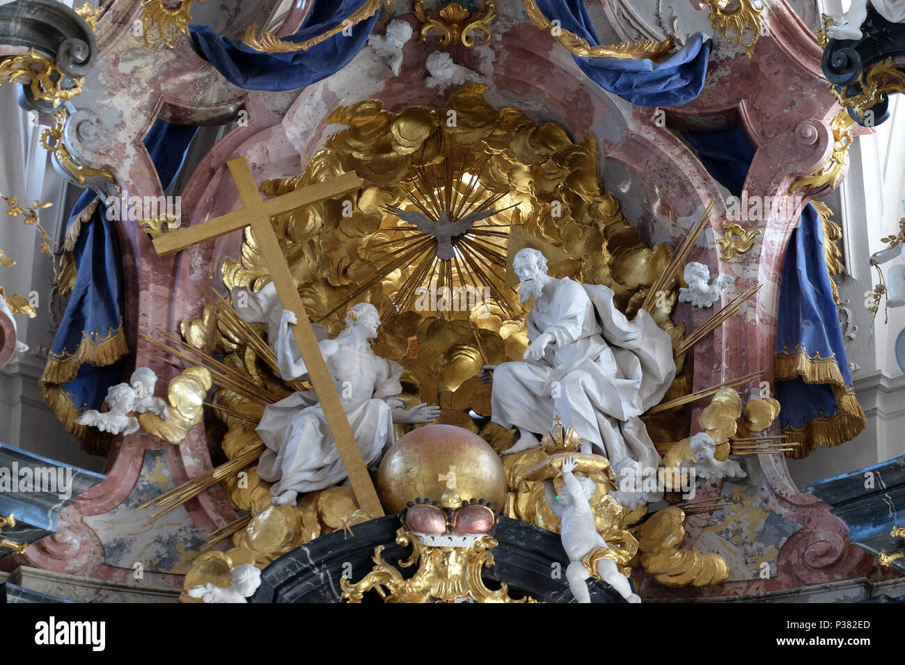 Holy Trinity, Main altar in Amorbach Benedictine monastery church in ...
