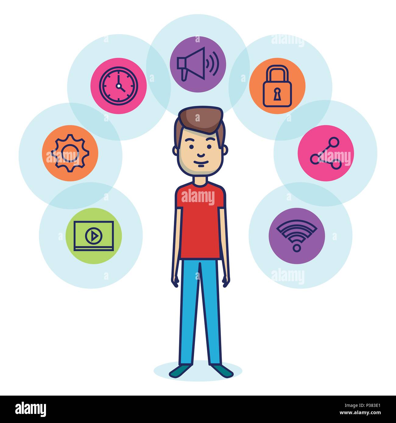 avatar man with social media marketing vector illustration design Stock ...