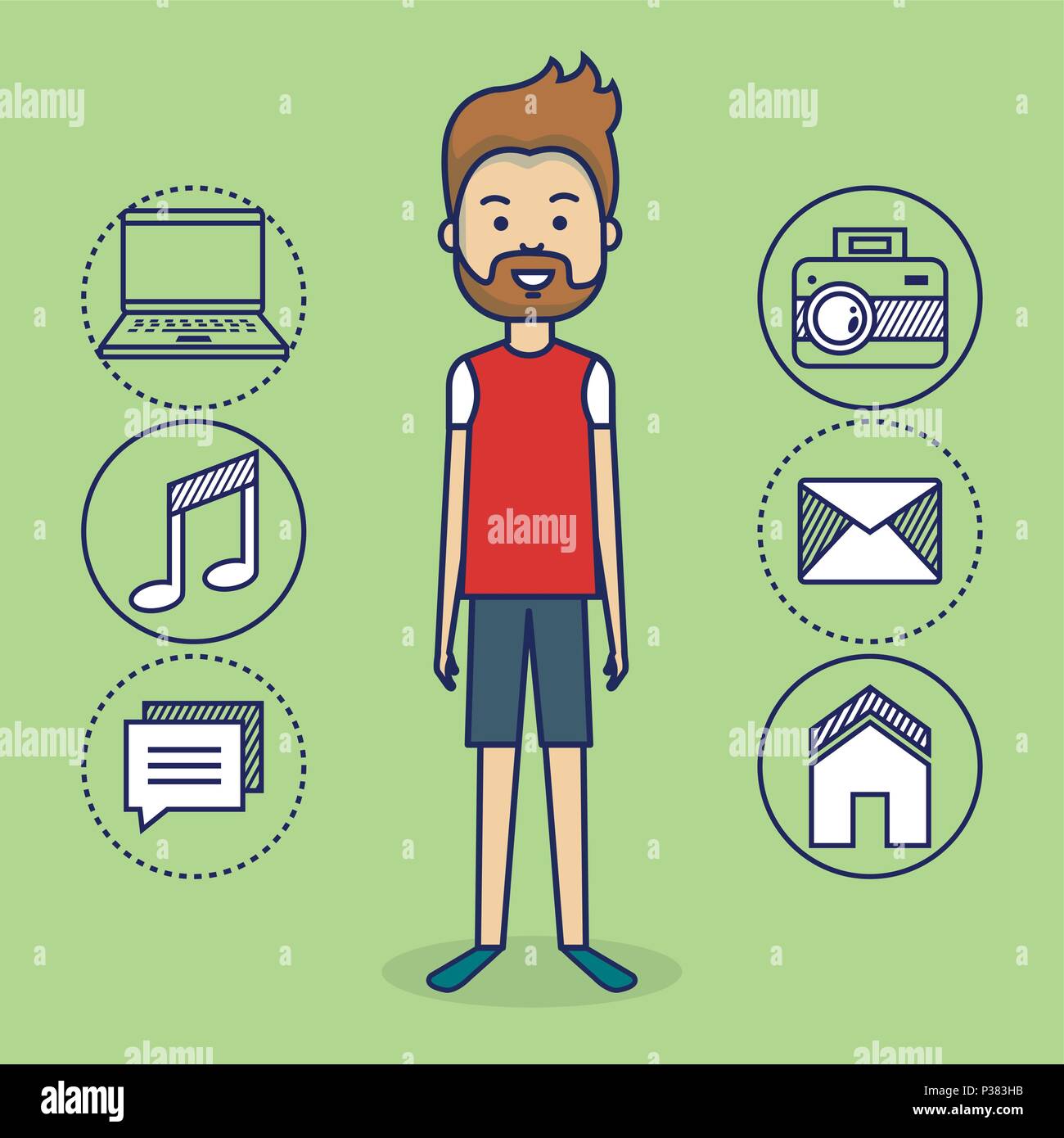 avatar man with social media marketing vector illustration design Stock ...