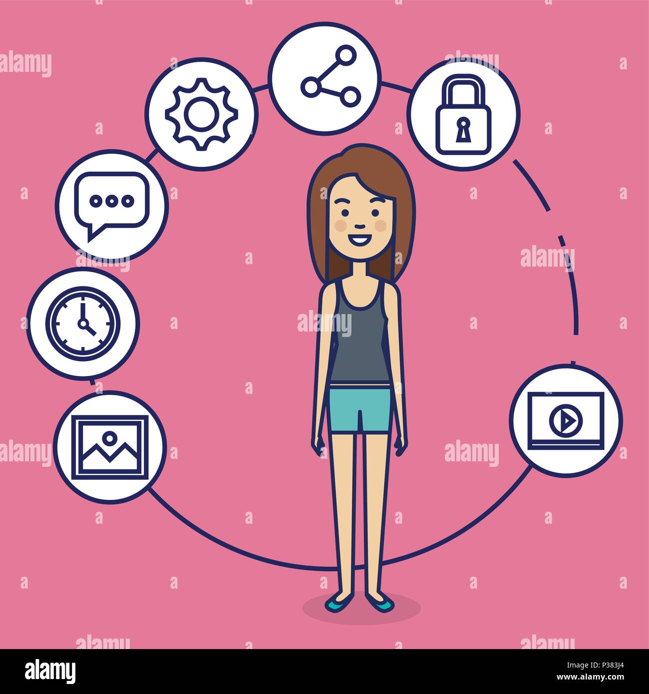 avatar woman with social media marketing vector illustration design ...