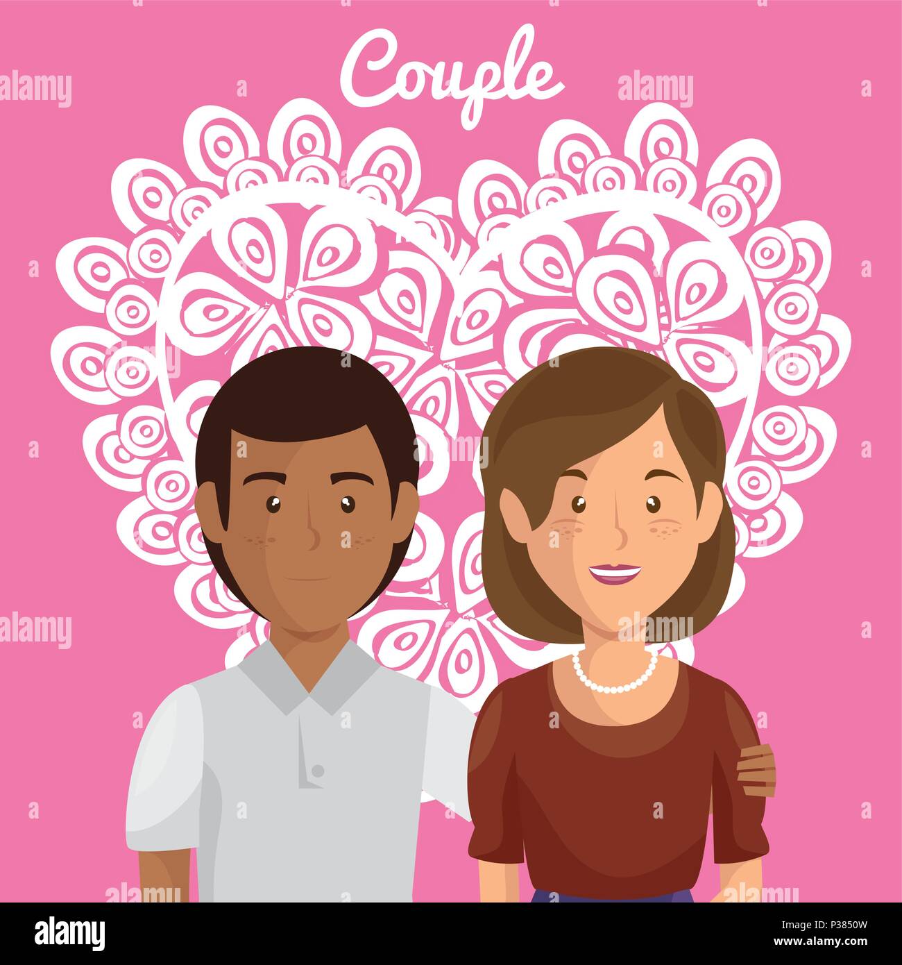 heart with lovers couple avatars characters vector illustration design ...