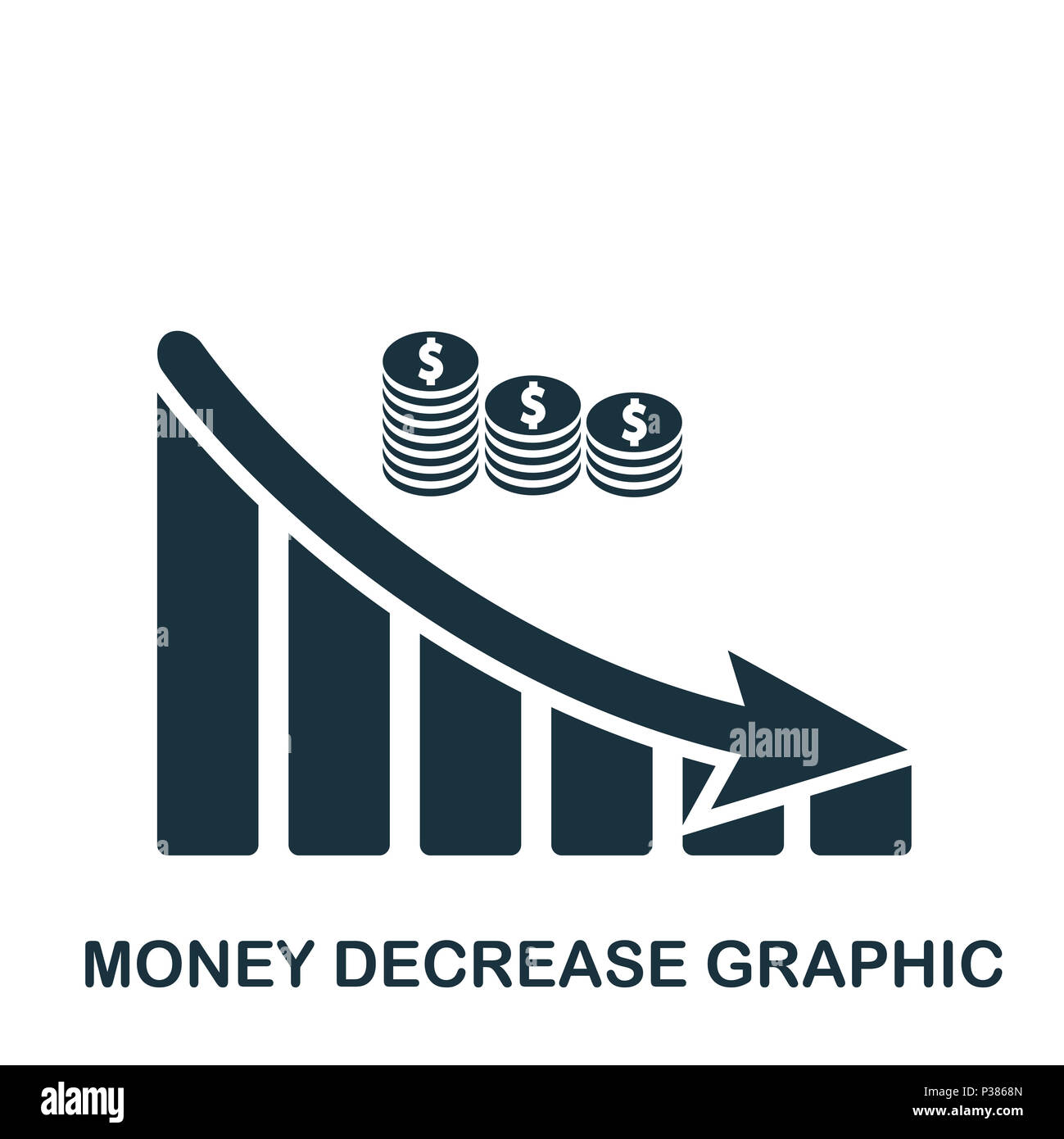 Money Decrease Graphic icon. Mobile app, printing, web site icon. Simple element sing ...