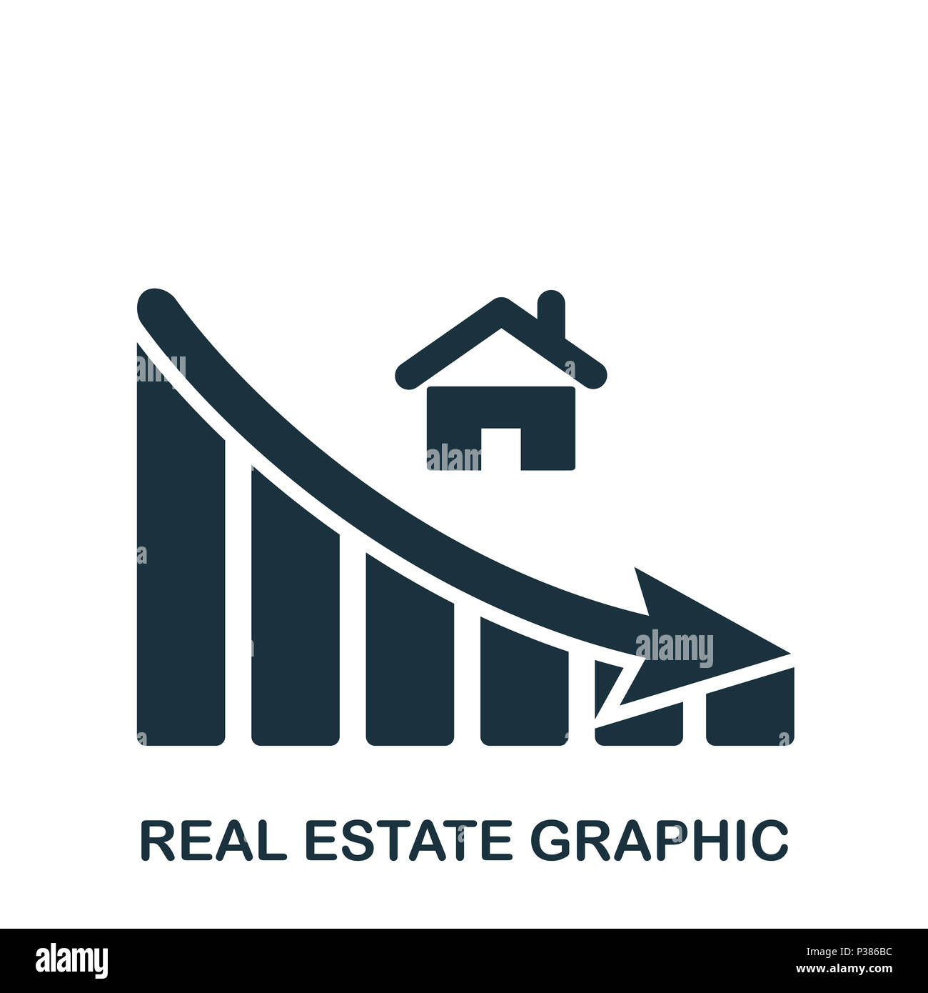 Real Estate Decrease Graphic icon. Mobile app, printing, web site icon. Simple element sing ...