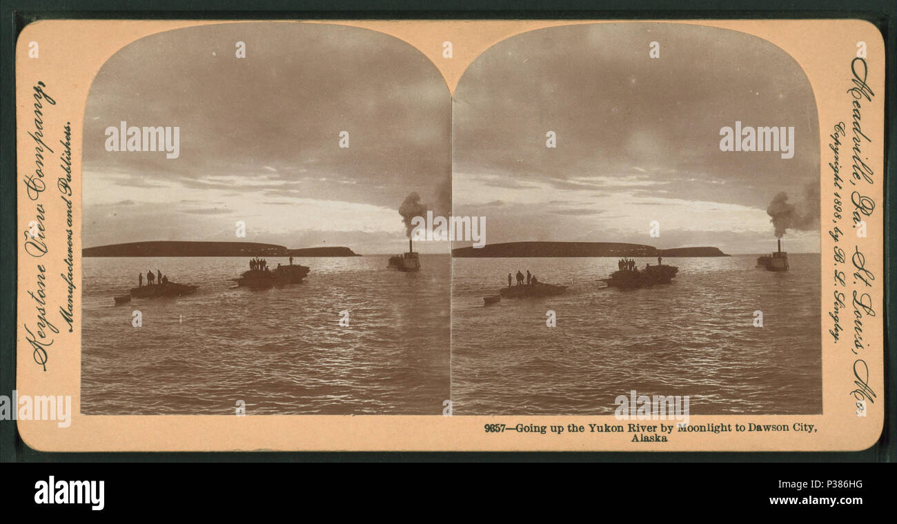 126 Going up the Yukon River by moonlight to Dawson City, Alaska, by ...