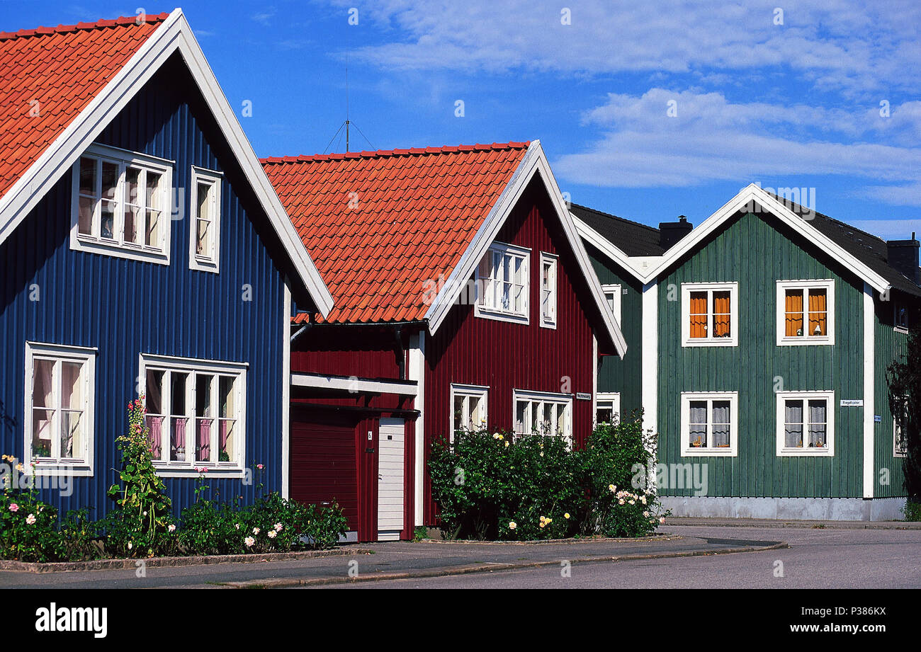 Karlskrona, Sweden, colorful wooden houses Stock Photo - Alamy
