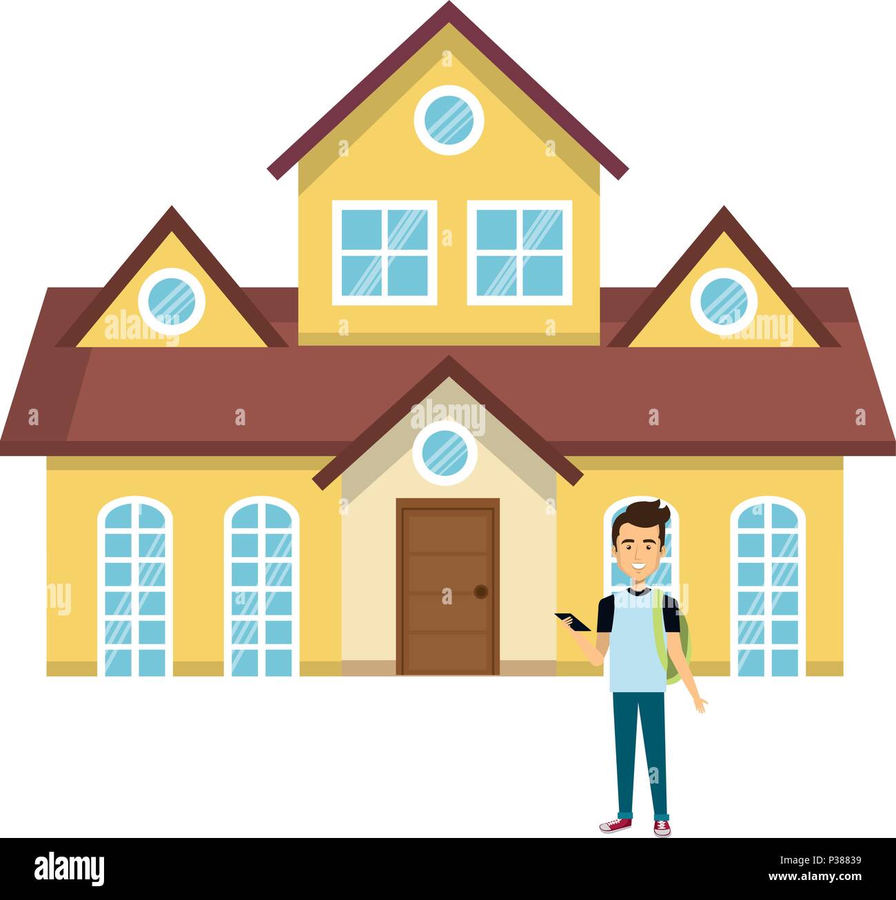 Teen Outside Of His House Stock Vector Images - Alamy