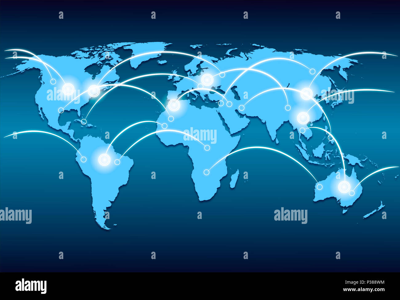world map and network connection Stock Photo - Alamy
