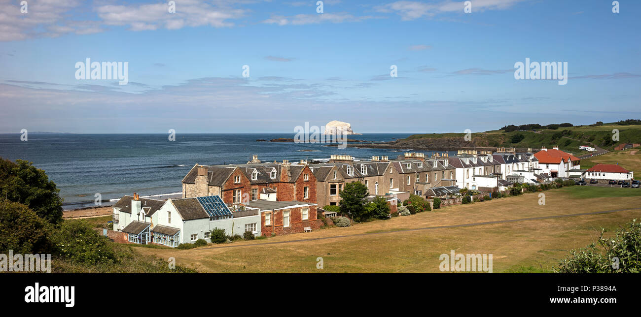 Daytime summer-time view at North Berwick looking across to Bass Rock ...