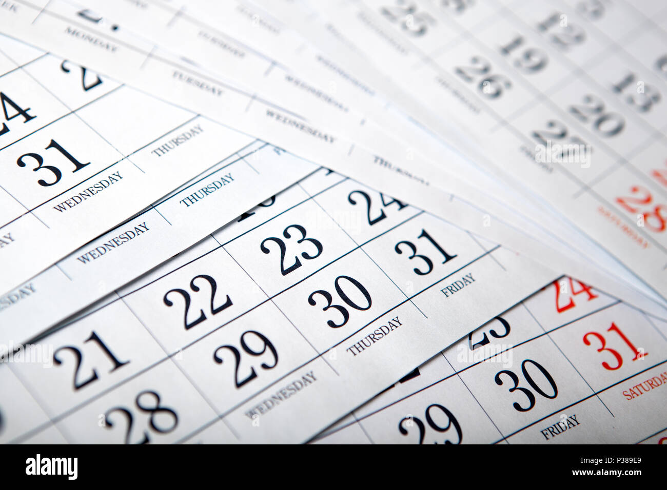 pile of wall calendar sheets close up Stock Photo - Alamy