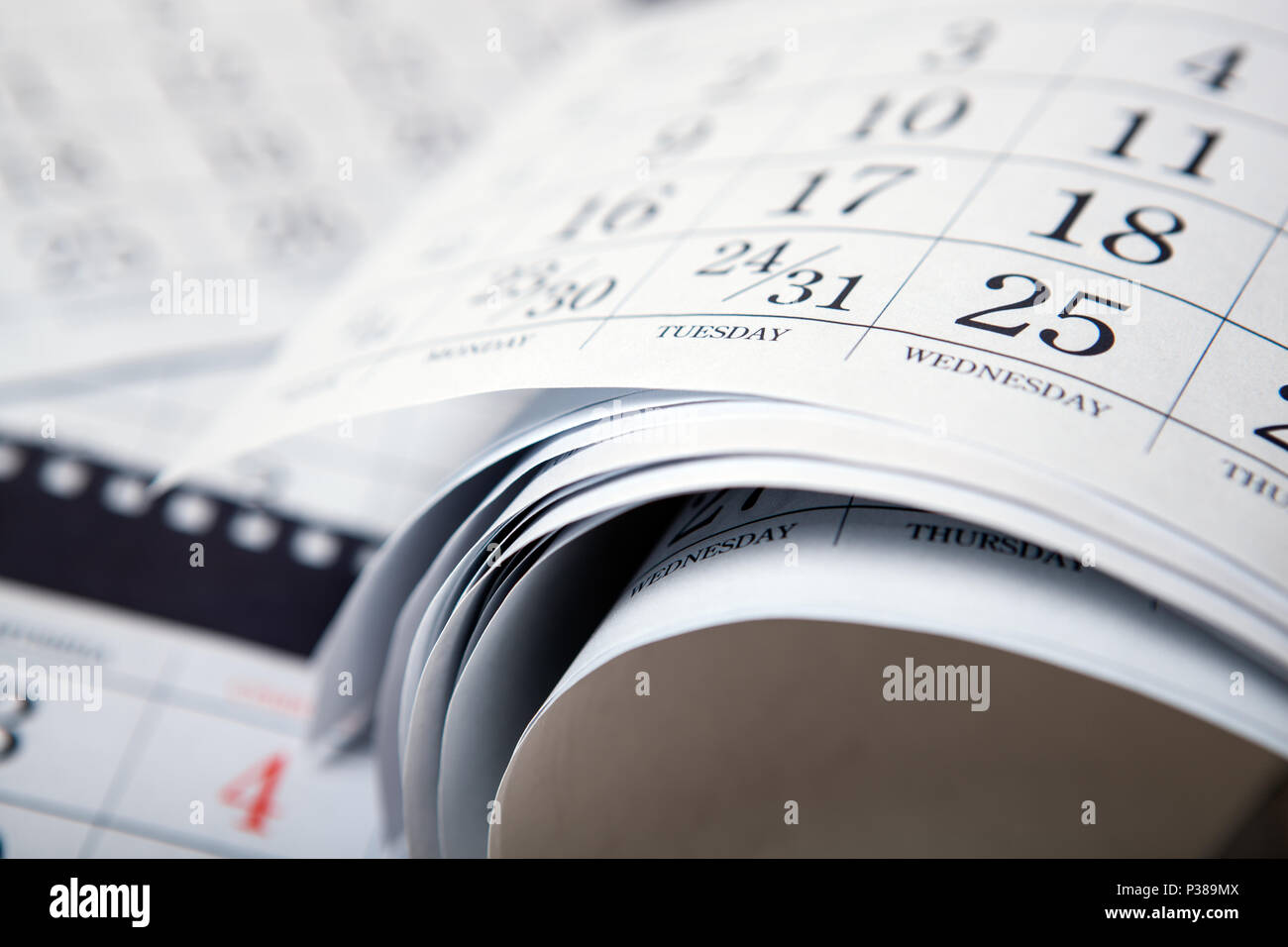 pile of wall calendar sheets close up Stock Photo - Alamy