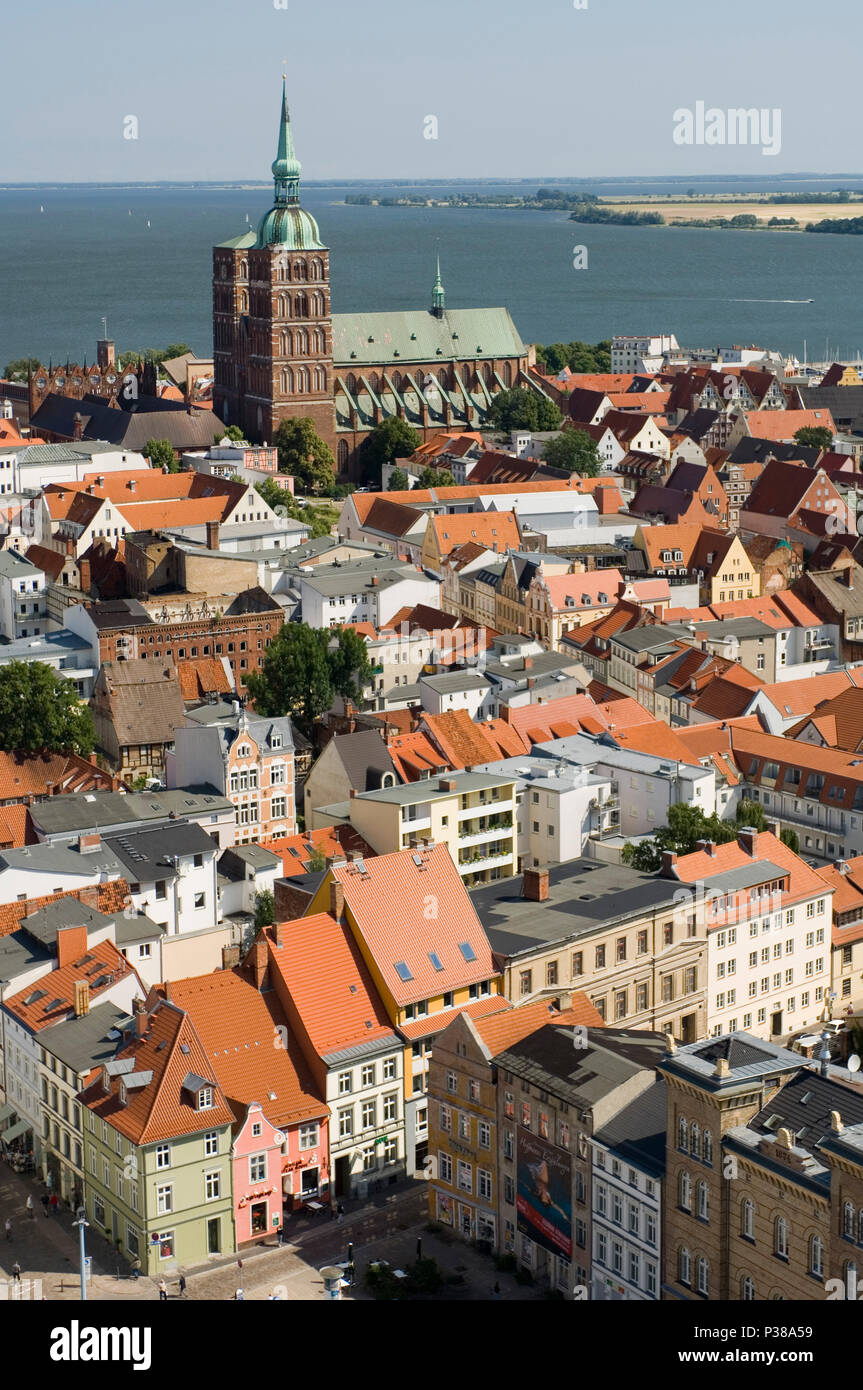 Stralsund, Germany, view from the tower of the St. Marienkirche over ...