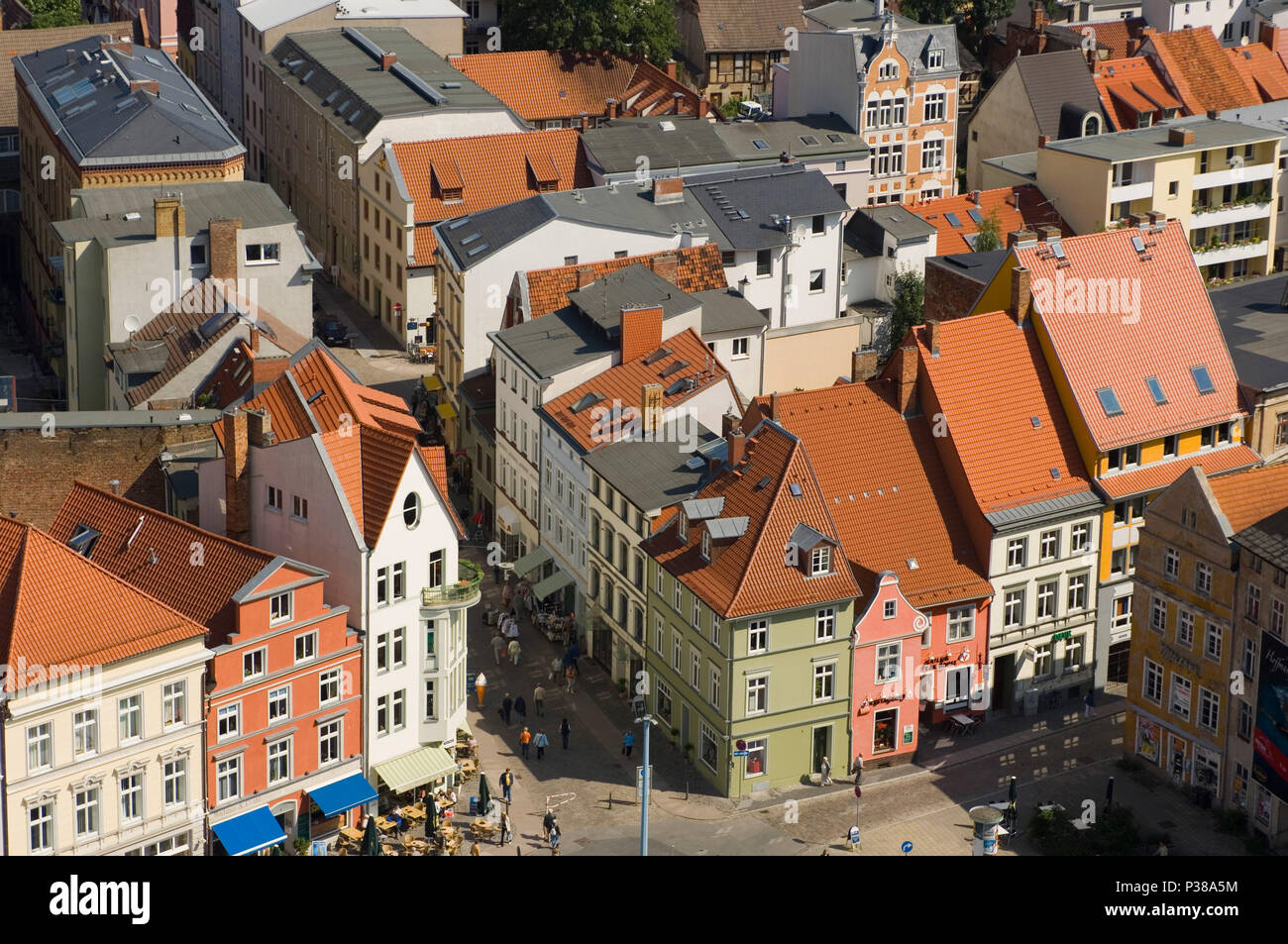 Stralsund, Germany, view from the tower of the St. Marienkirche over ...