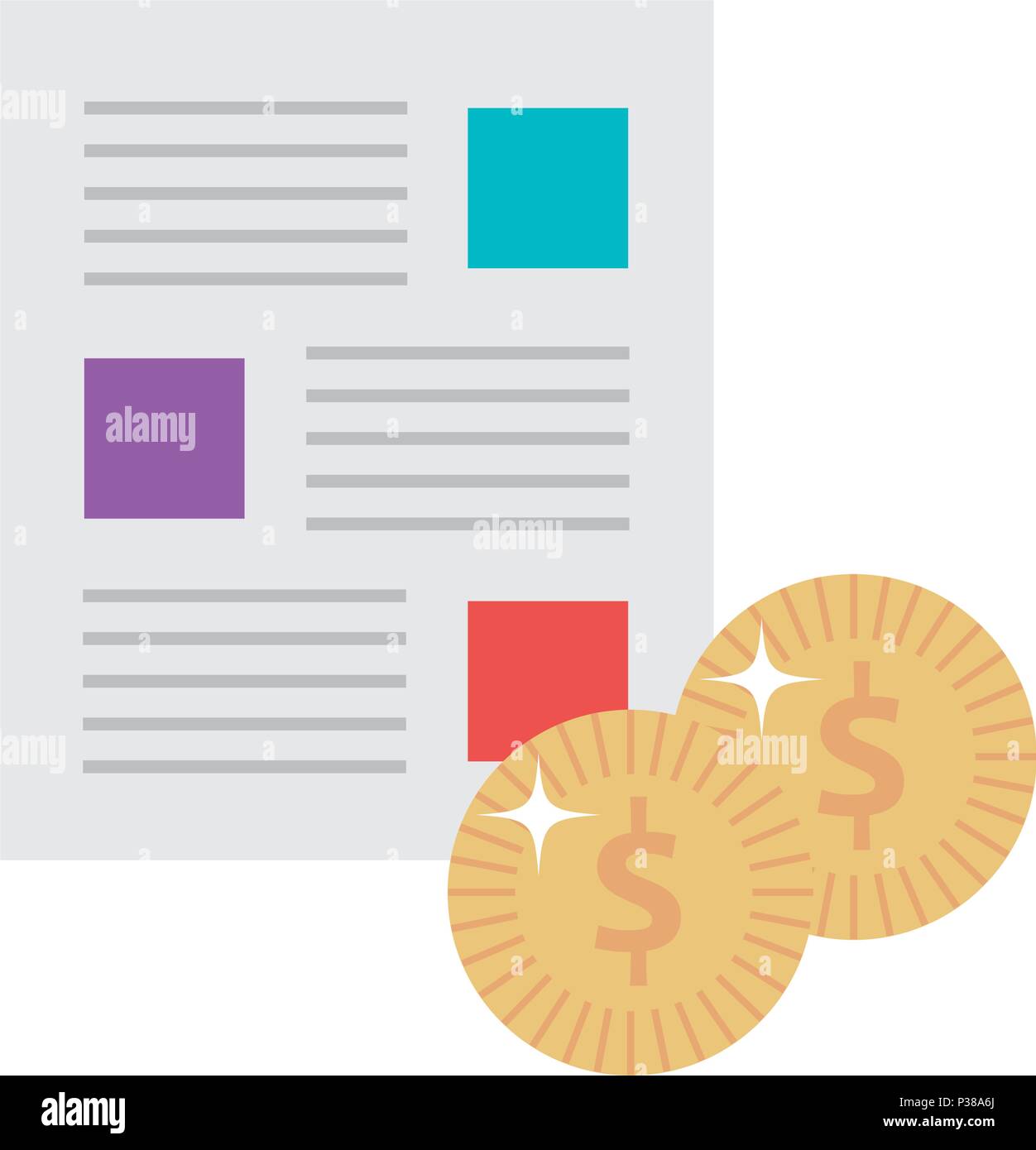 finance document paper with coins vector illustration design Stock ...