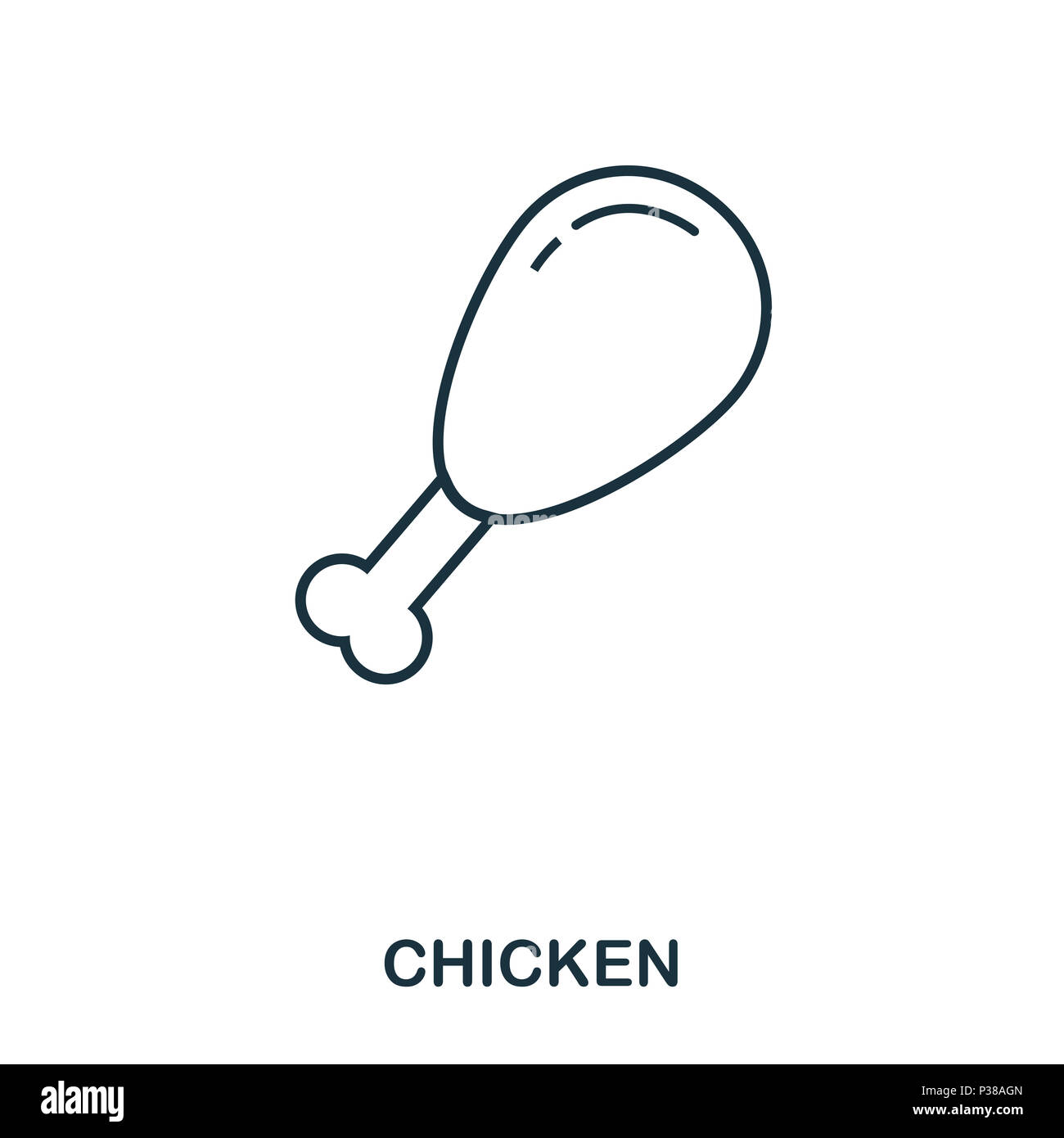 Simple outline Chicken Leg icon. Pixel perfect linear element. Chicken ...