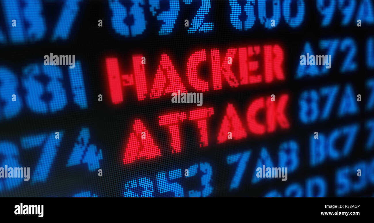 Cyber attack and hacker attack concept. Red alert, warning and buzzword ...