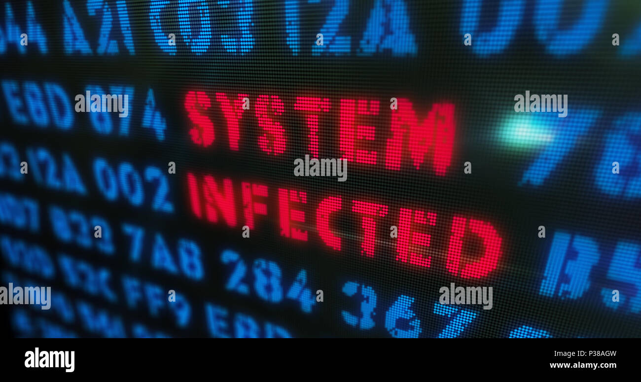 Cyber attack and system infected concept. Red alert, warning and ...