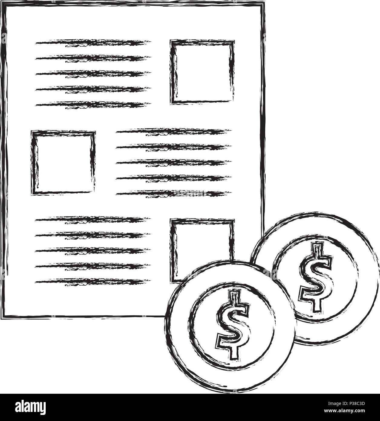 finance document paper with coins vector illustration design Stock ...