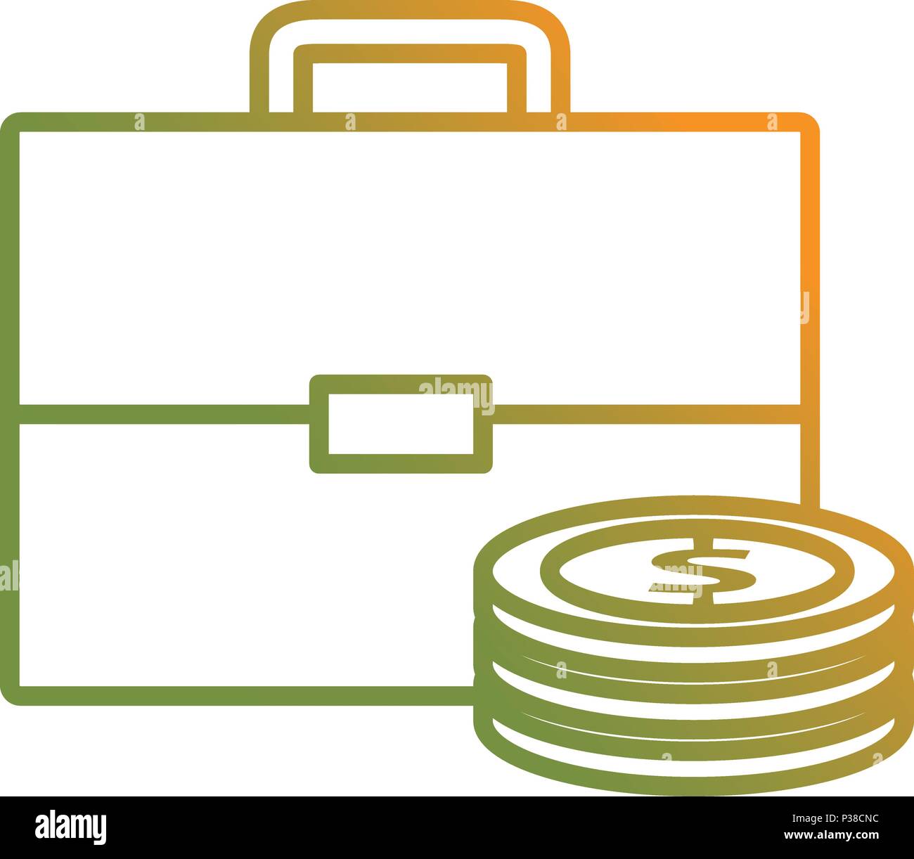 portfolio briefcase with coins vector illustration design Stock Vector ...