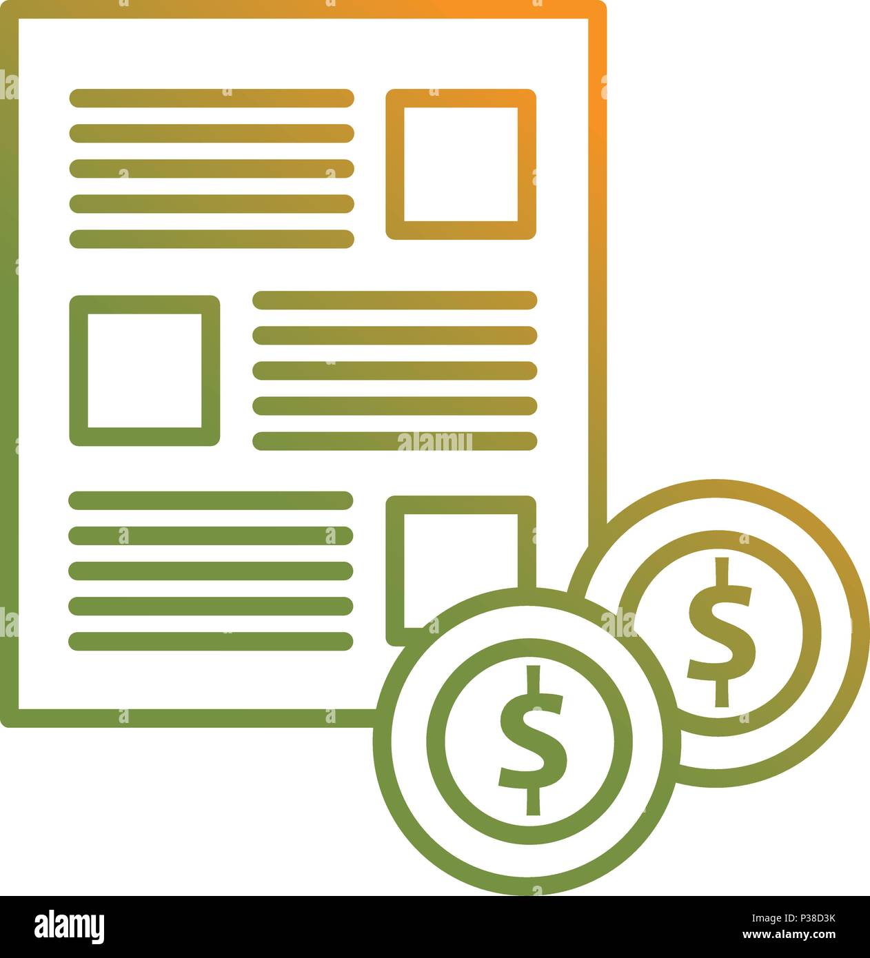 finance document paper with coins vector illustration design Stock ...