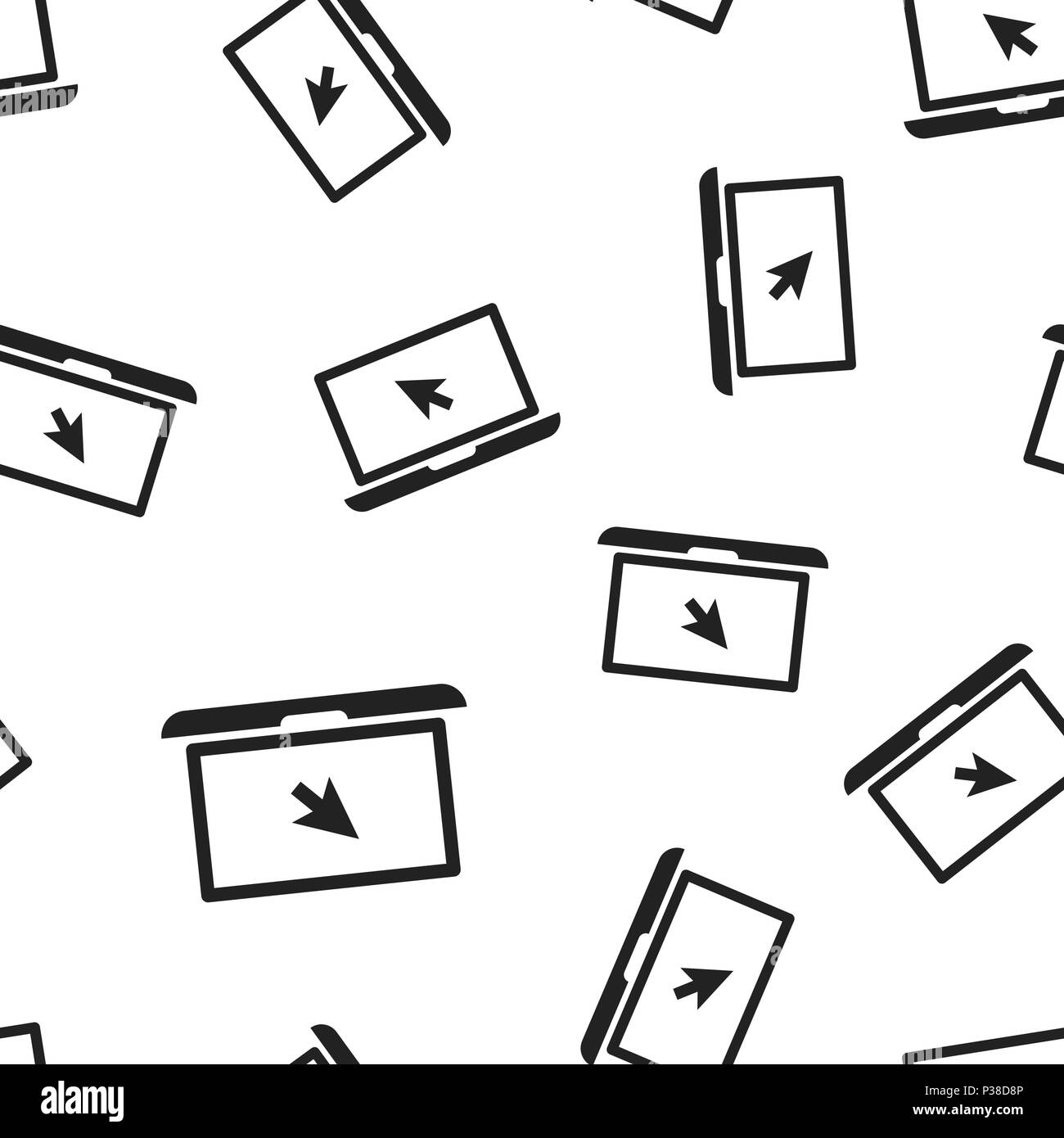 Laptop notebook with mouse cursor icon seamless pattern background ...