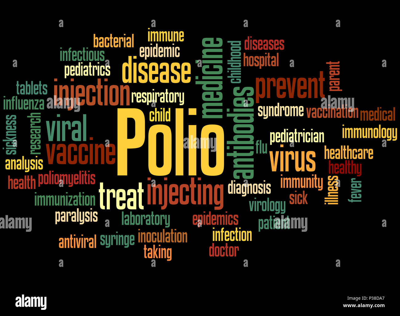 Polio, word cloud concept on black background Stock Photo - Alamy