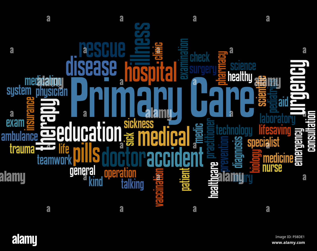 Primary care, word cloud concept on black background Stock Photo - Alamy