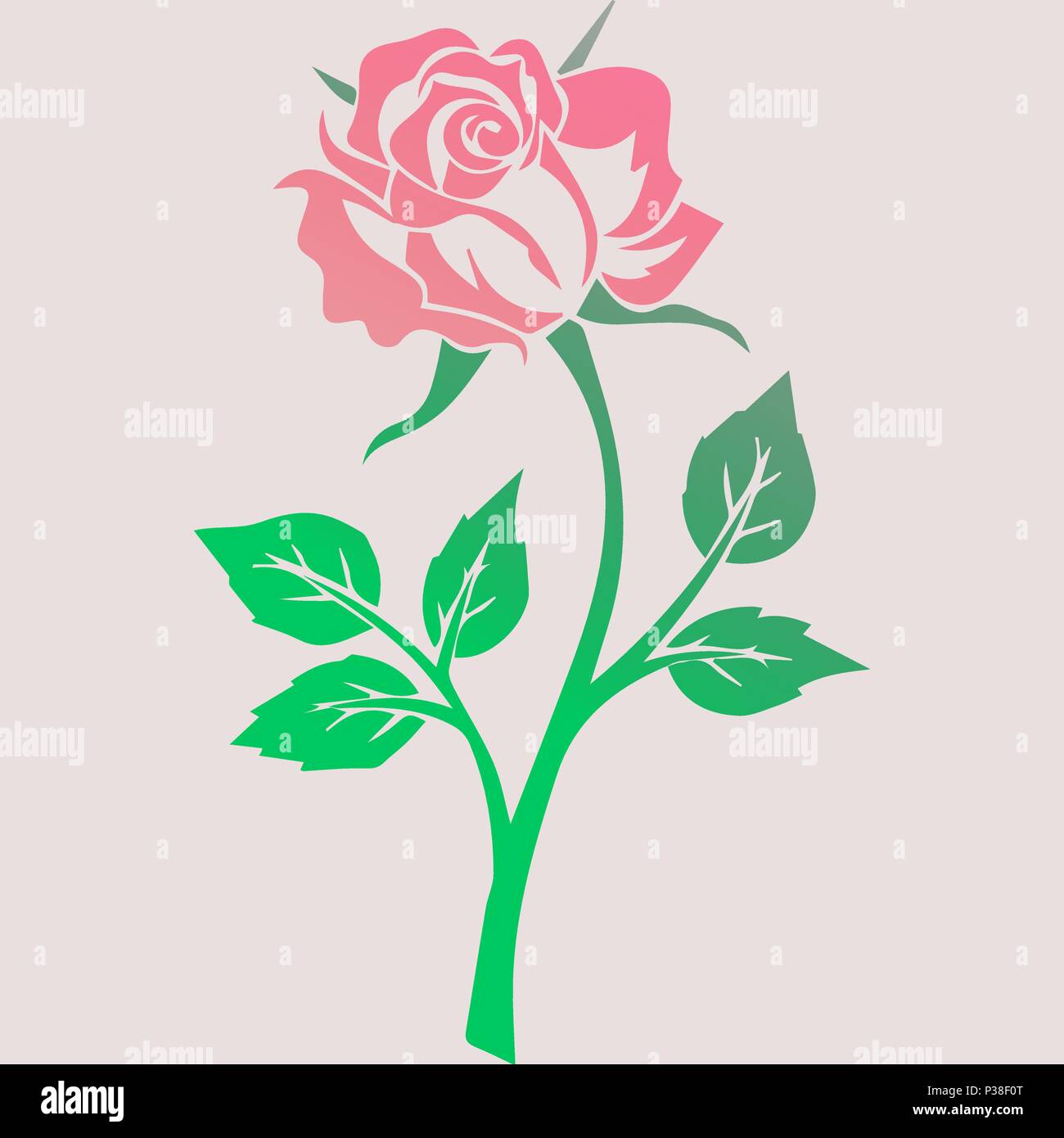 Vector illustration of a pink rose in gentle flowers Stock Vector Image ...