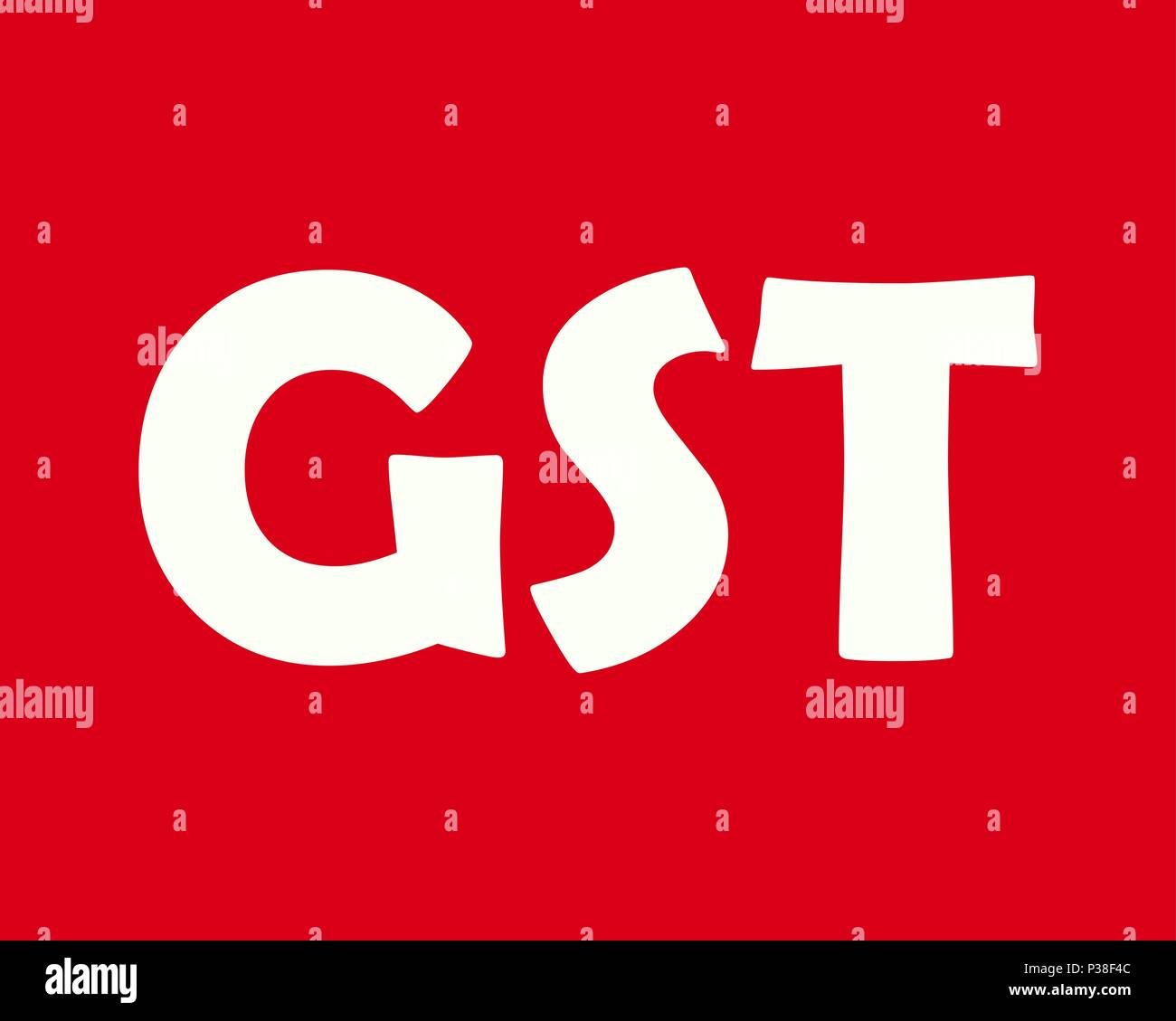 Vector lettering Goods and Services Tax. White letters on a red ...