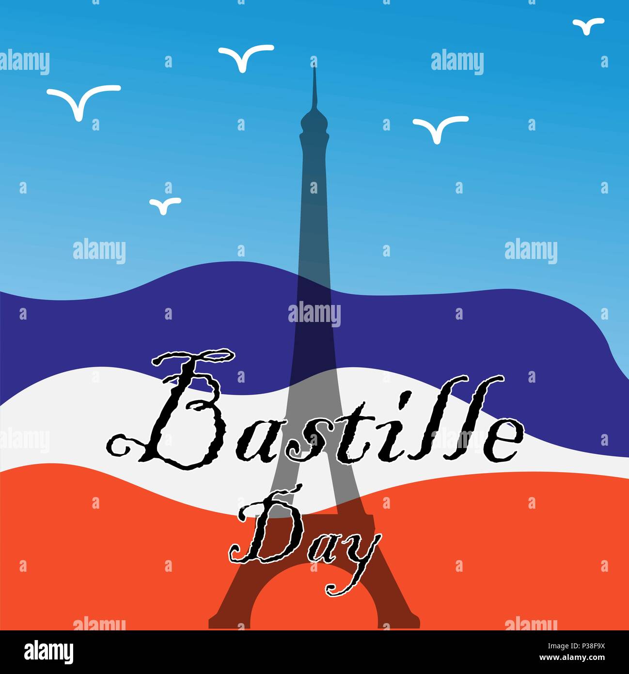 Bastille Day card. Vector card by day of the Bastille with the French ...