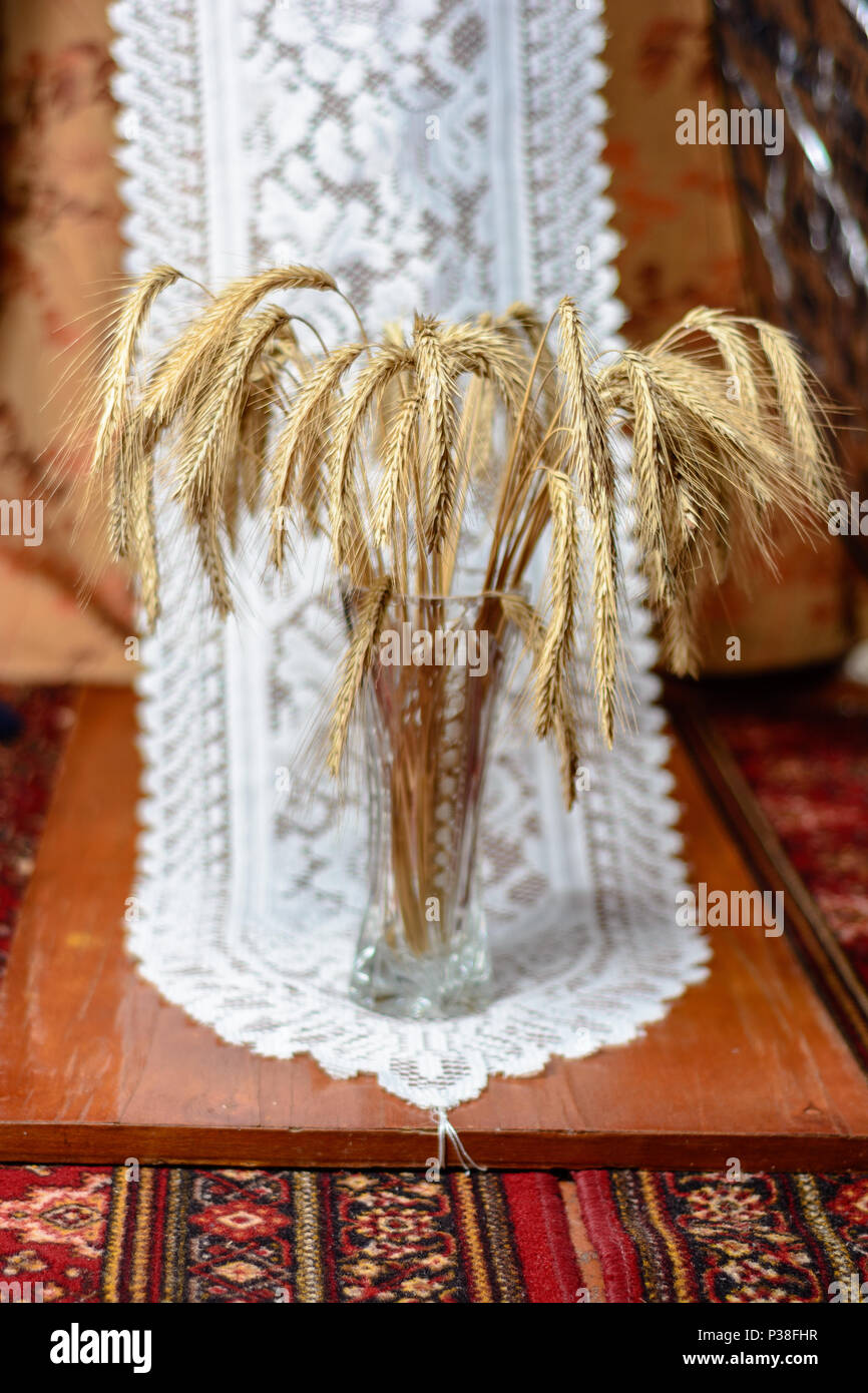 spikes of ash wheat on a white background in weight Stock Photo - Alamy