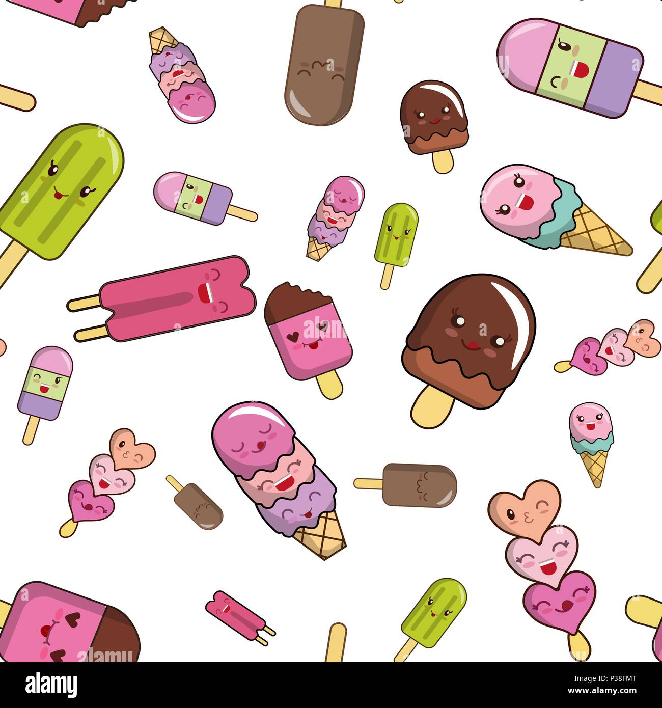 Pattern from ice cream without background. Lovely vector illustration ...