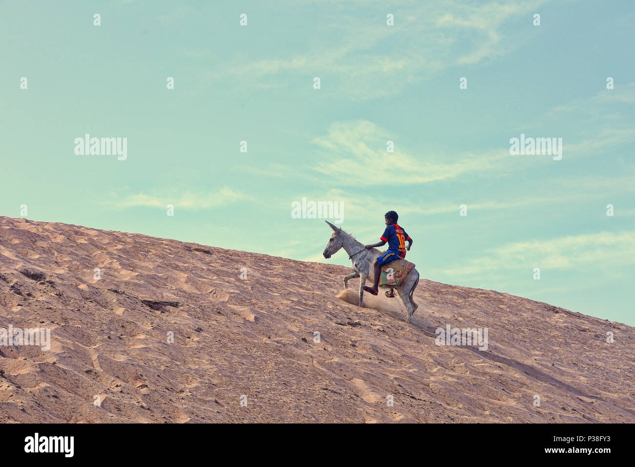 Boy Riding a donkey in south of Egypt - Aswan Stock Photo - Alamy