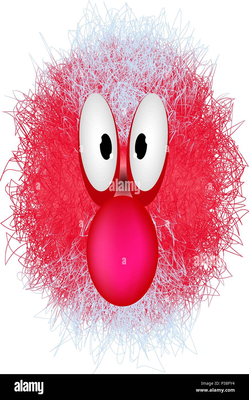 Red animation character. Fluffy unusual small animal. Vector ...