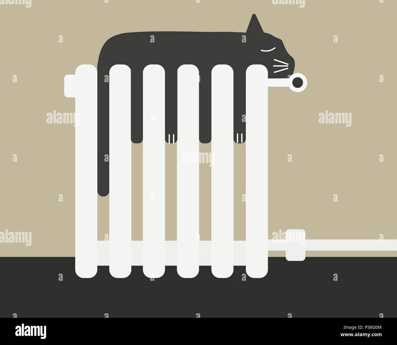 The cat sleep on the battery. Lovely vector illustration Stock Vector ...