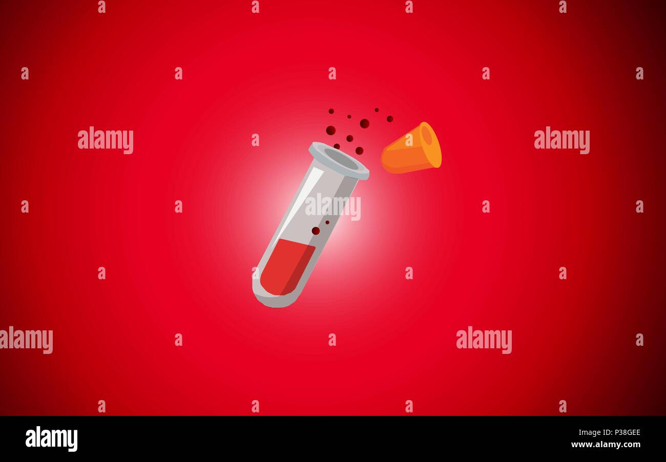 Chemical test tube on a red background. Vector illustration of test ...