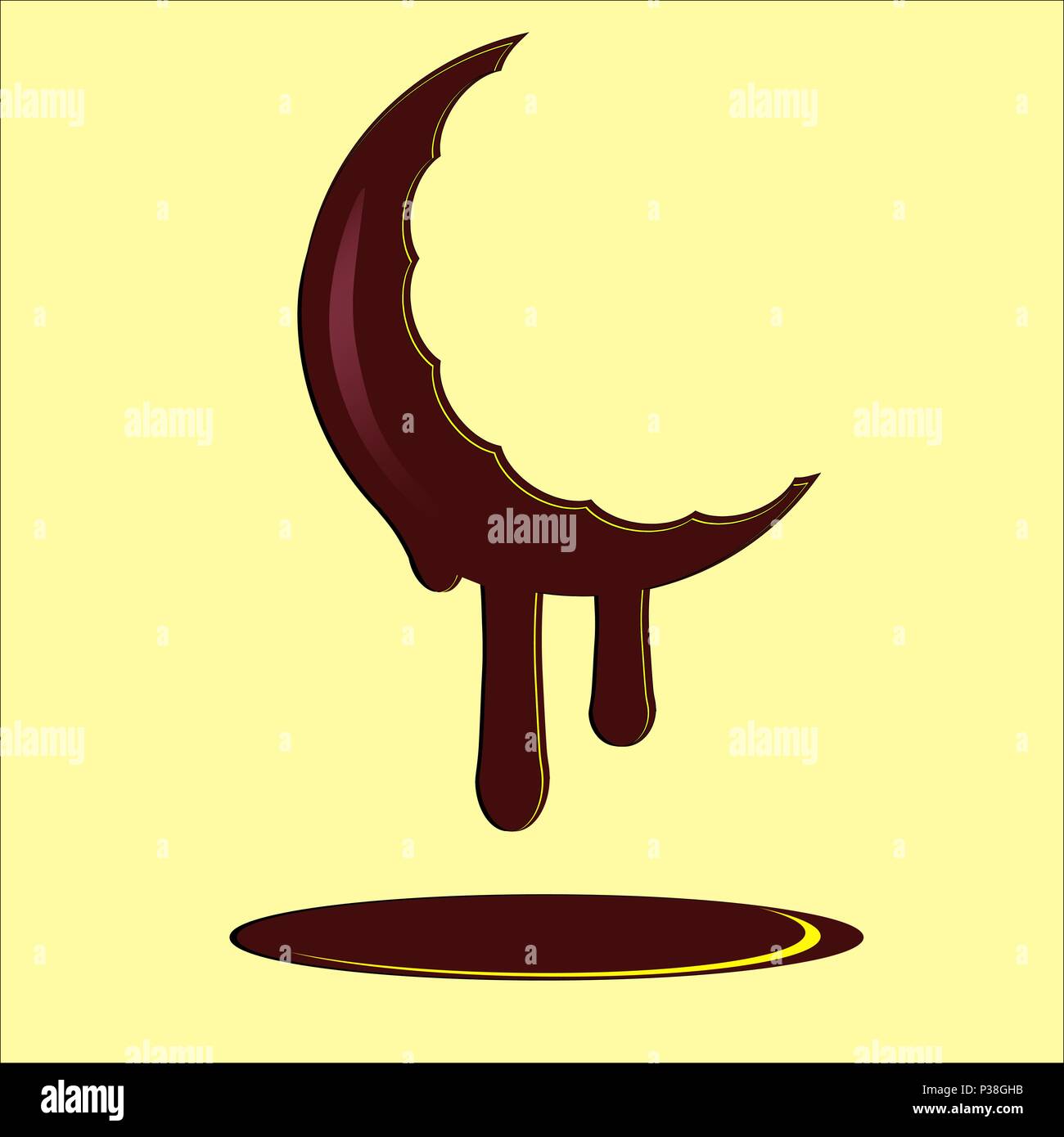 Vector illustration in the form of the thawing chocolate moon on a ...