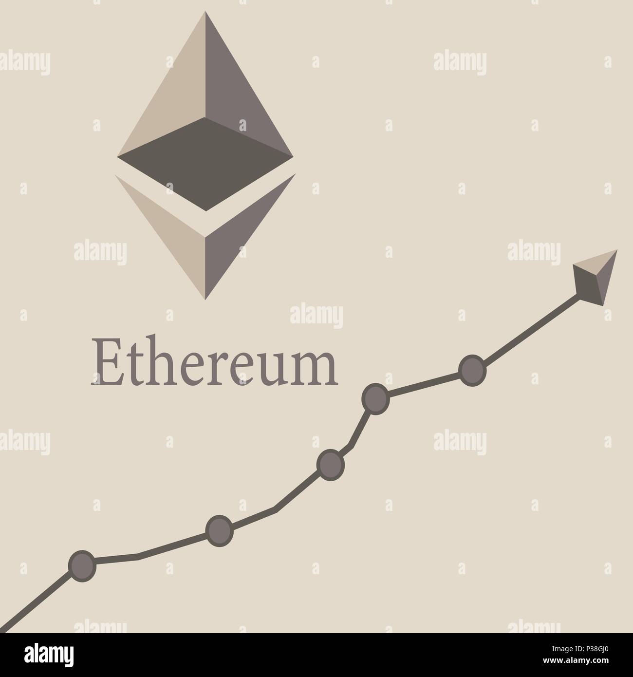 Vector illustration with a badge of an Ethereum and the diagram Stock ...