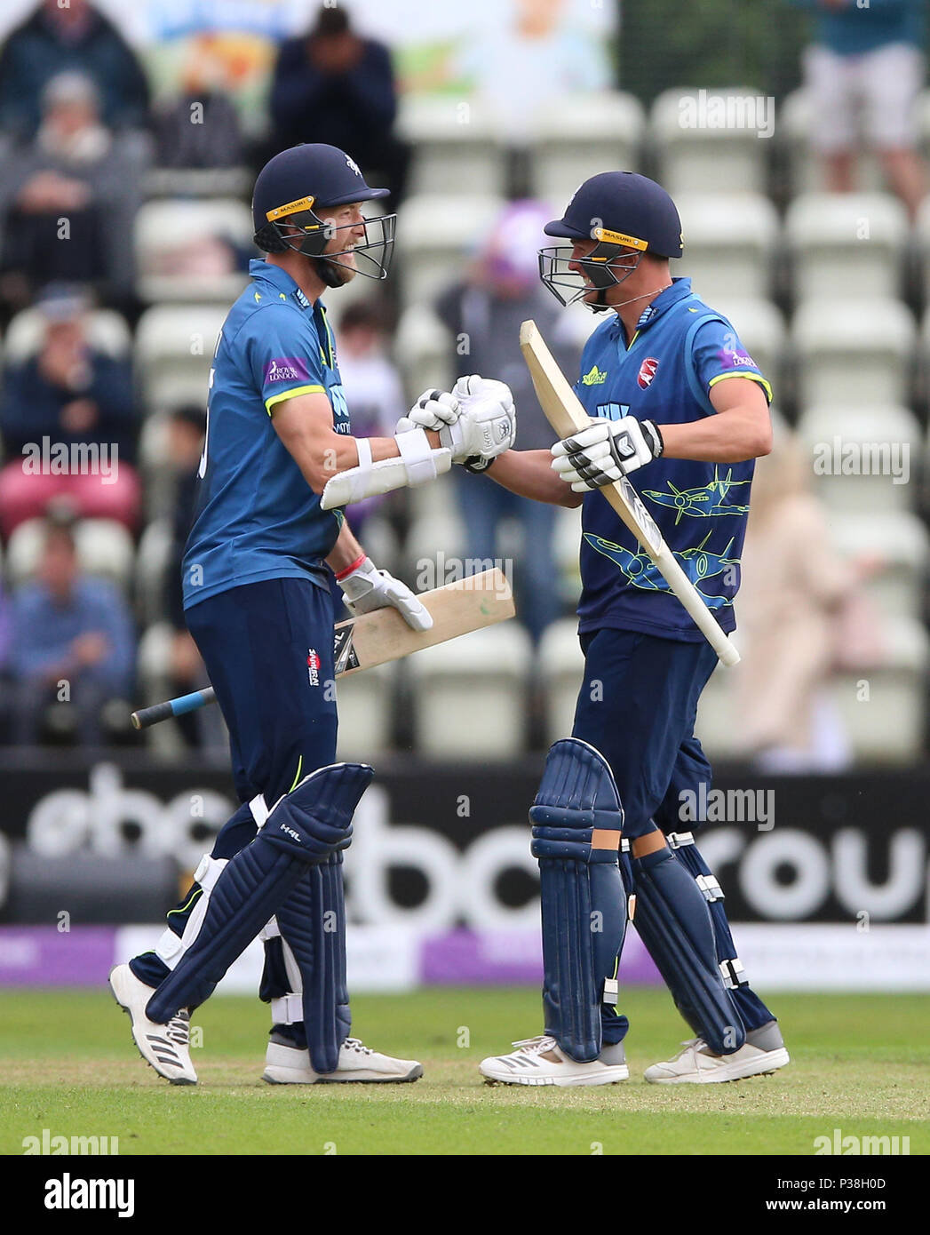 Kent's Callum Haggett (left) celebrates with Harry Podmore after the ...