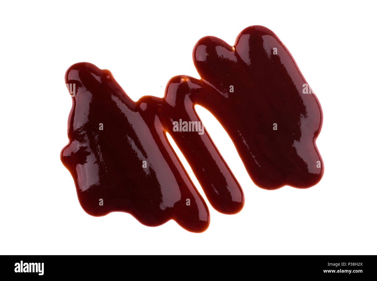 Barbecue sauce. Splashes and spilled grill sauce isolated on white ...