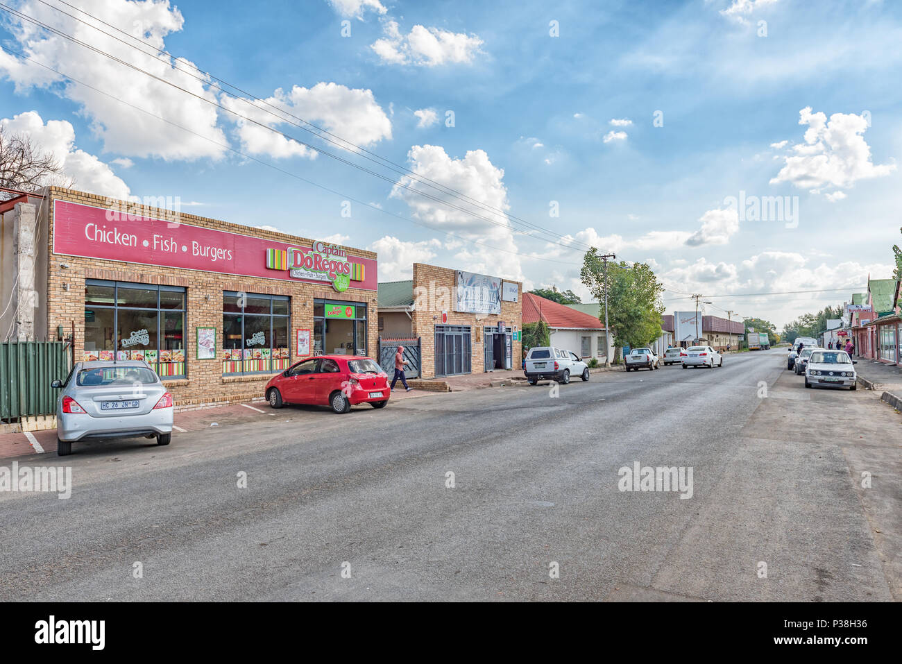 WEPENER, SOUTH AFRICA - APRIL 1, 2018: A street scene, with businesses ...