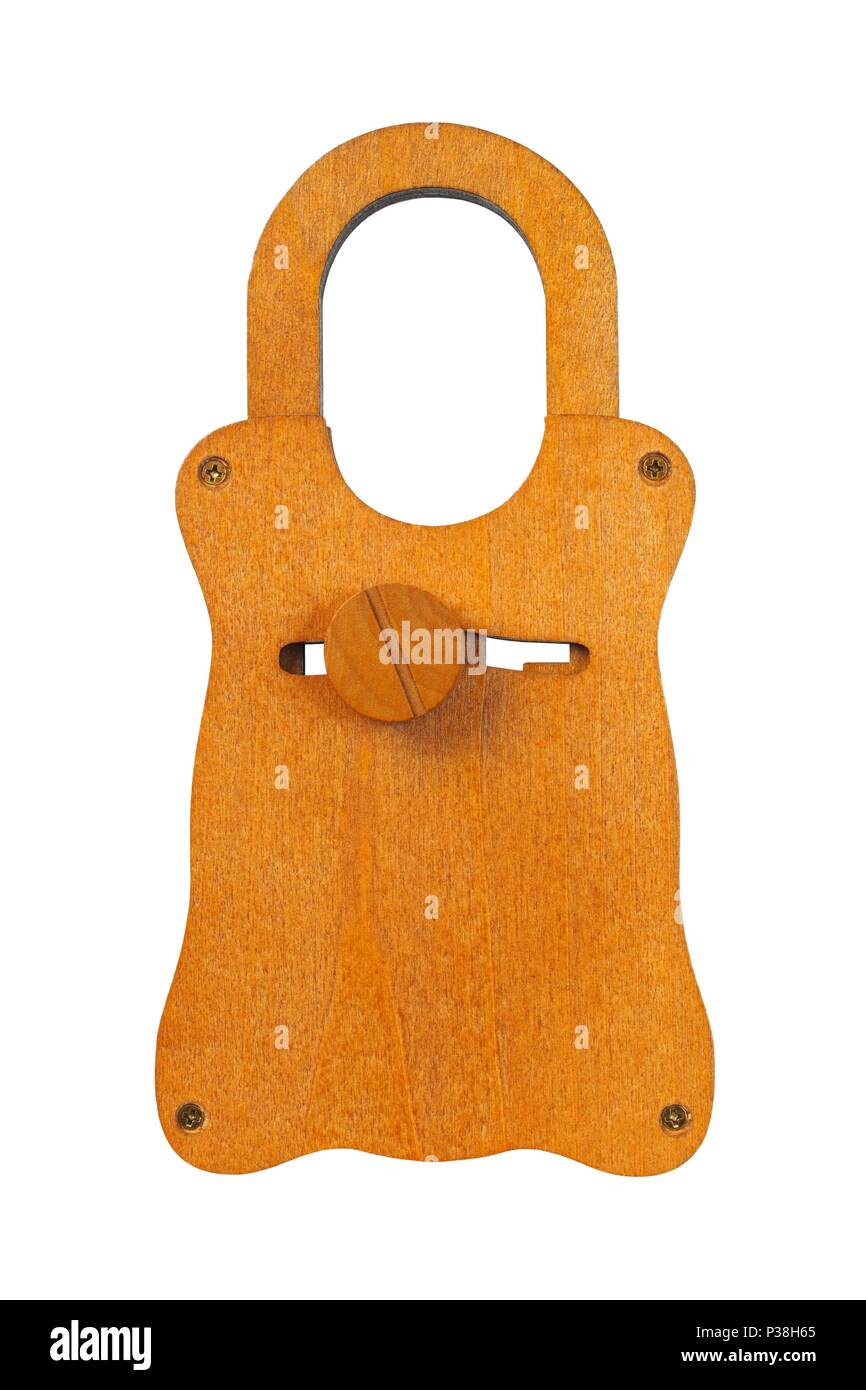 Wooden puzzle made as padlock isolated on white background Stock Photo ...