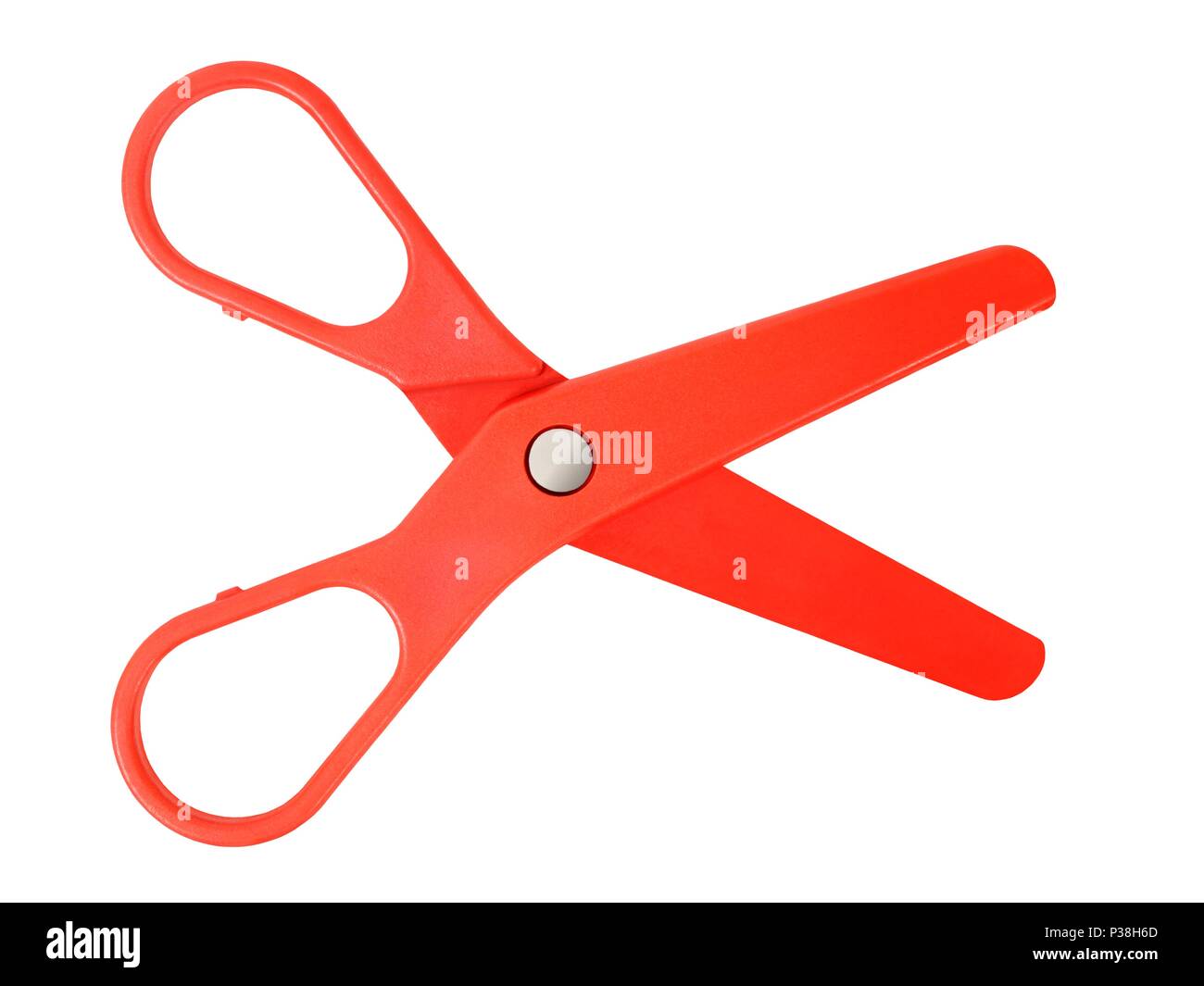Open red scissors isolated on white background Stock Photo - Alamy
