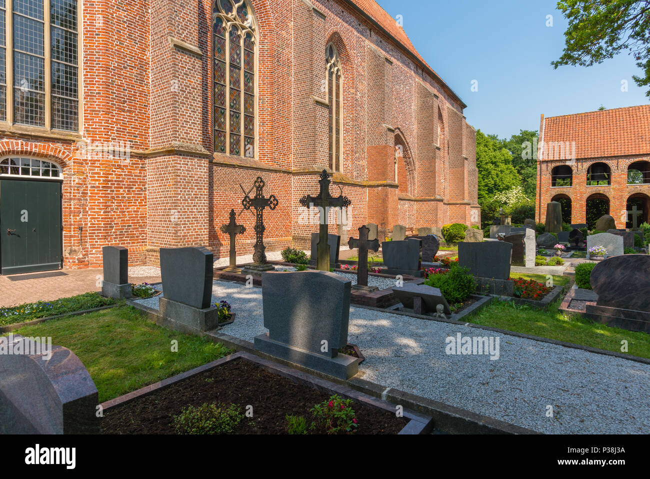 Gothic church with cemetery, 15th century, Hinte, East Frisia, Lower ...