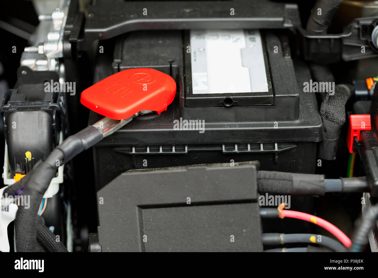 Detail of the battery of a modern car Stock Photo - Alamy
